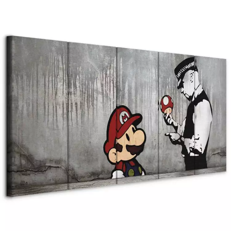 Bilder auf Leinwand Mario Bros auf Beton (5-teilig) - Städtisches ...