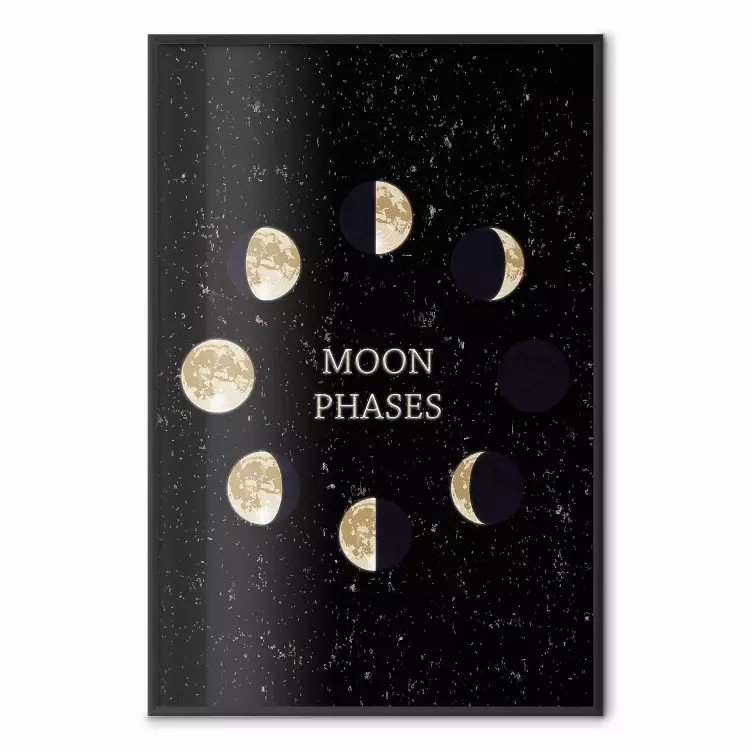 Poster Mondzyklus - Komposition mit Mondphasen und englischen ...