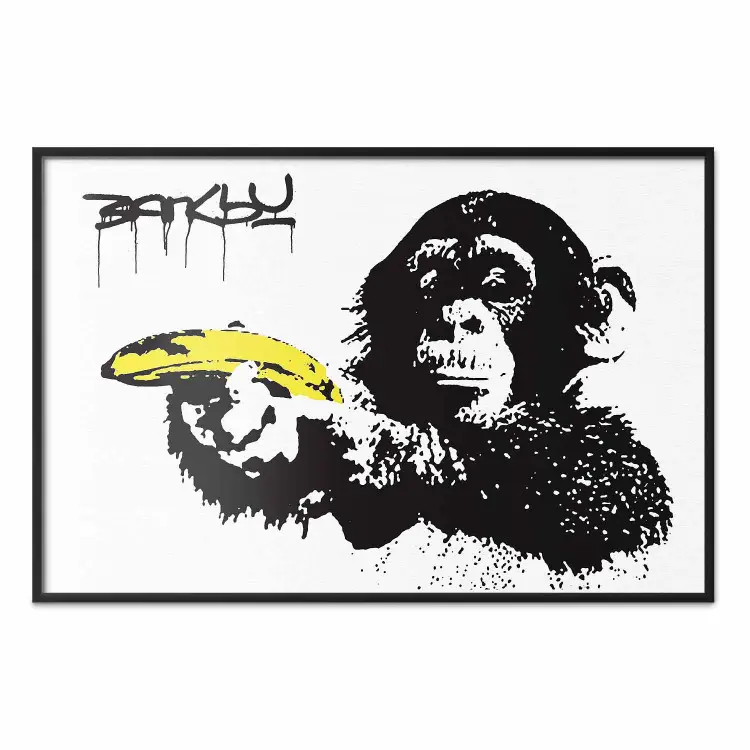 Wandposter Banane Pistole - Komposition mit Affe und gelber Frucht im ...