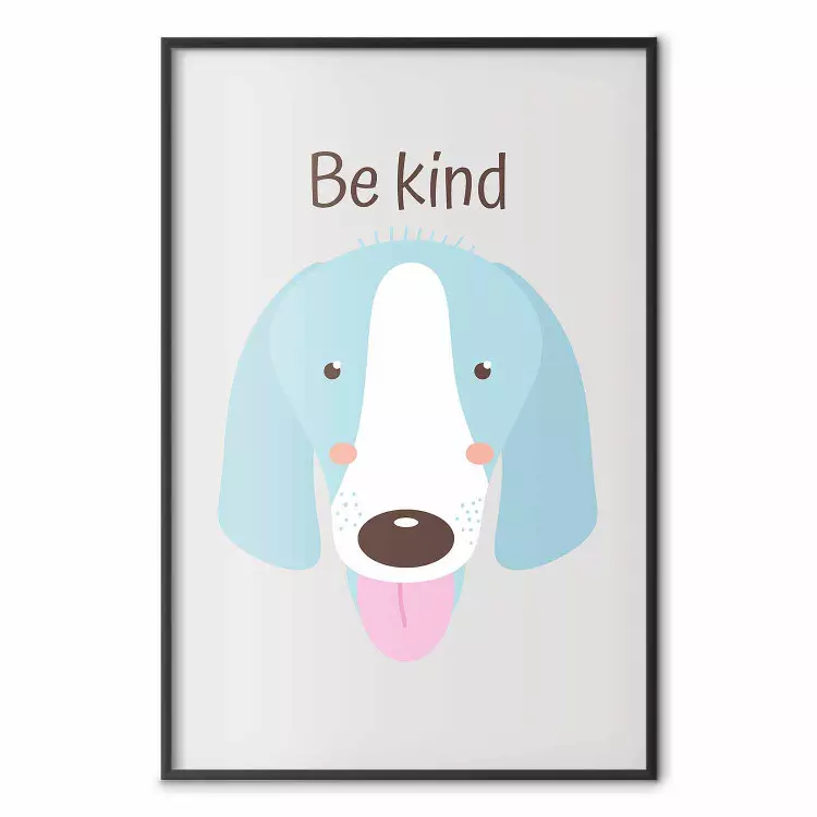 Poster Be Kind - Blue Cheerful Dog and Motivational Slogan for Children ...