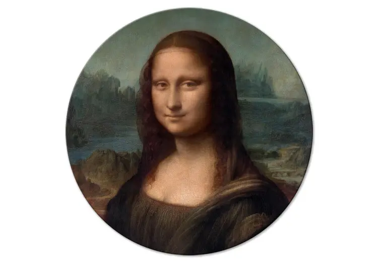 Rundes Bild Leonardo Da Vinci - Gioconda - Painted Portrait of the Mona ...
