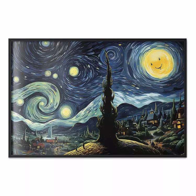 Poster Starry Night - A Landscape in the Moonlight in the Style of Van ...